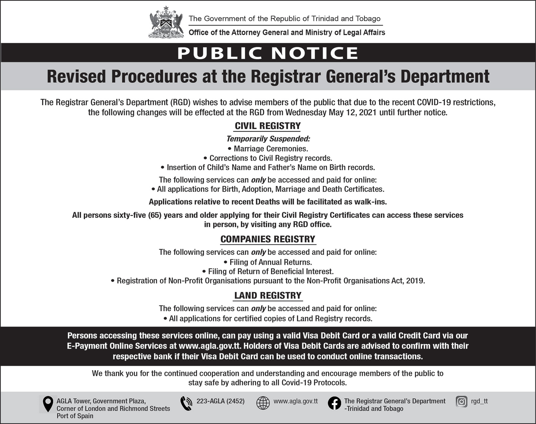 Revised Procedures at the Registrar General’s Department – Office of ...
