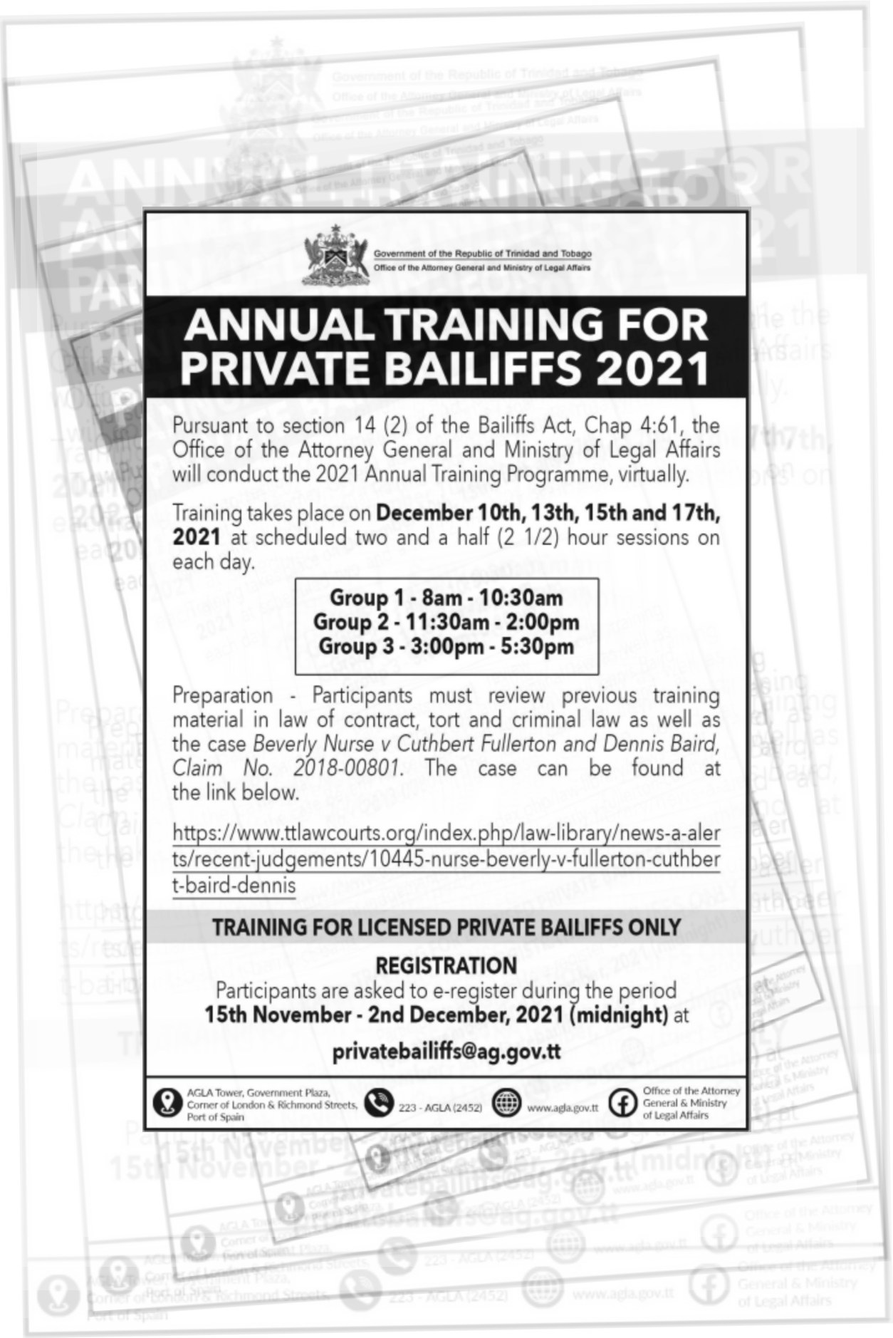 Annual Training for Private Bailiffs 2021 – Ministry of the AGLA