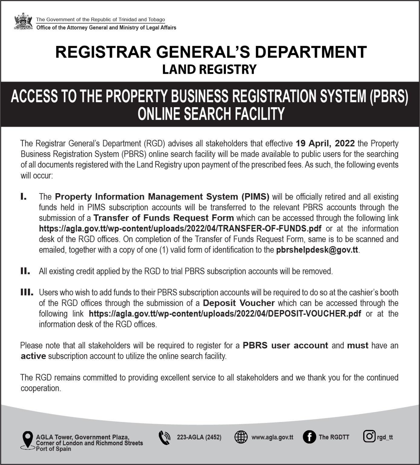 Access to the Property Business Registration System (PBRS) Online ...